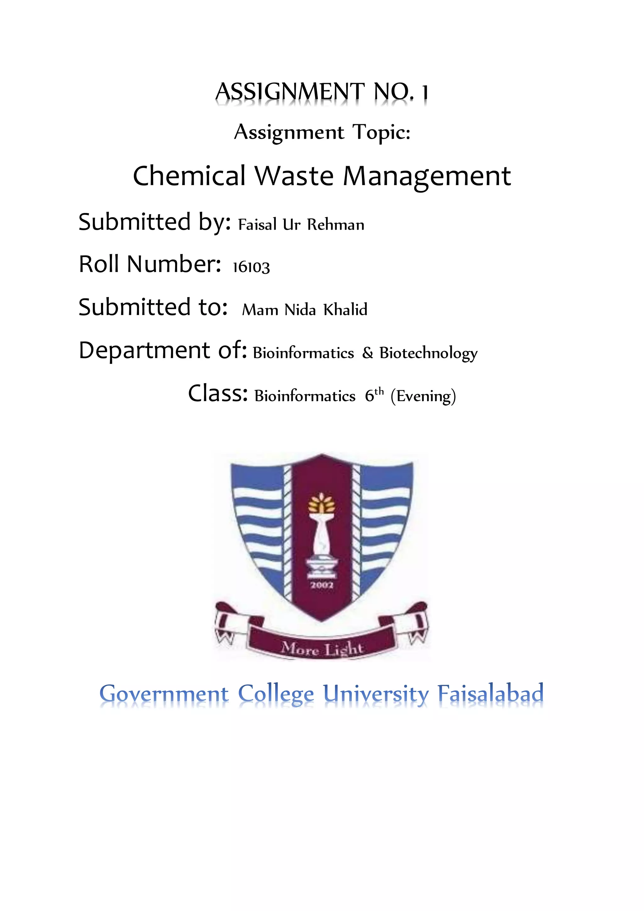 Chemical waste management | PDF