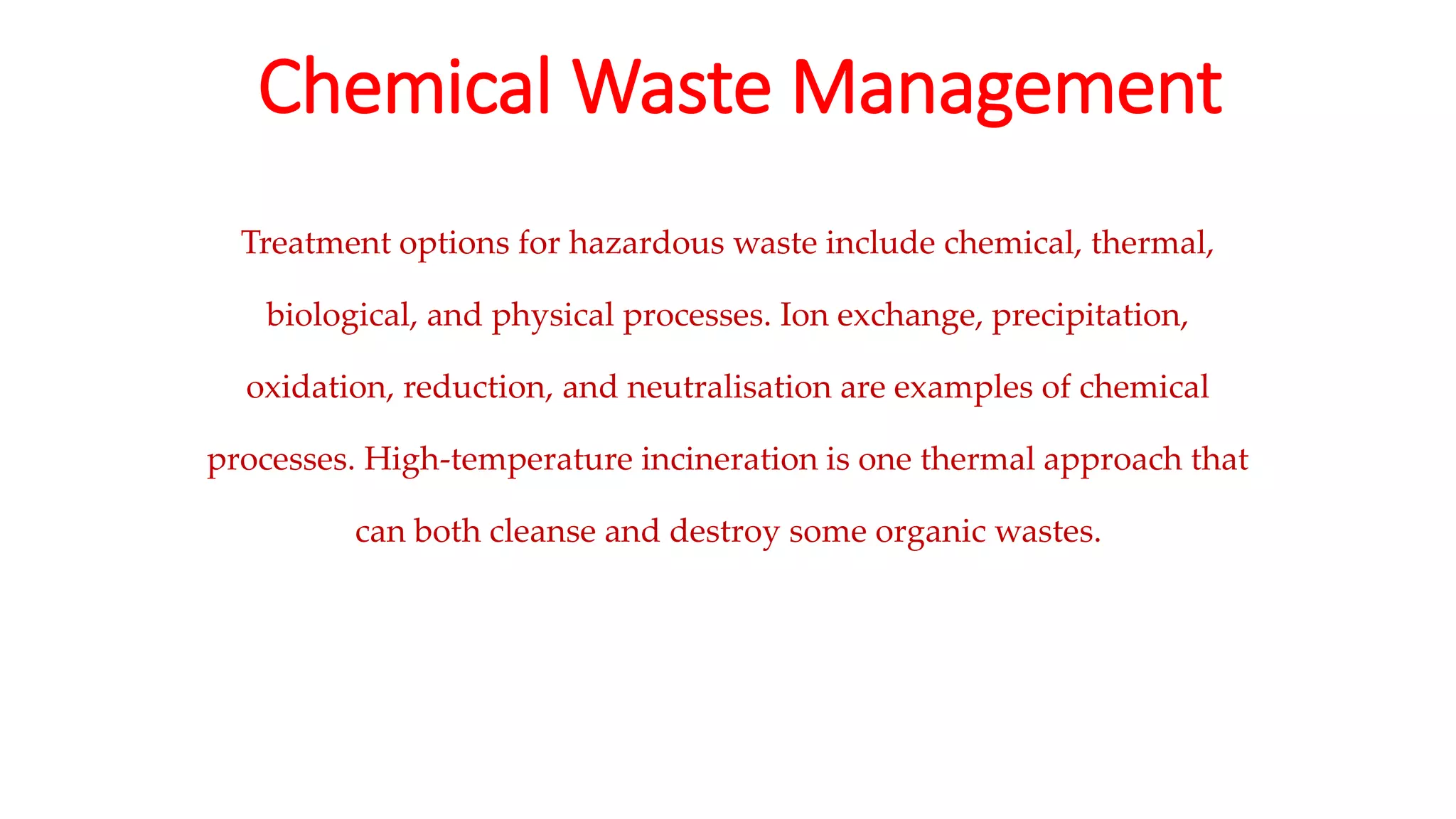 Chemical Waste Management Options | PPT