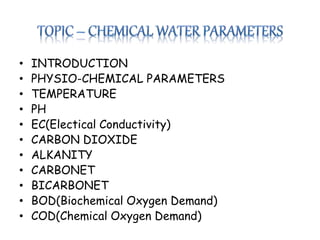 Chemical water parameters | PPTX