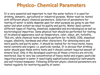 Chemical water parameters | PPTX