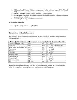 Chemical water quality indicators Water quality management | PDF