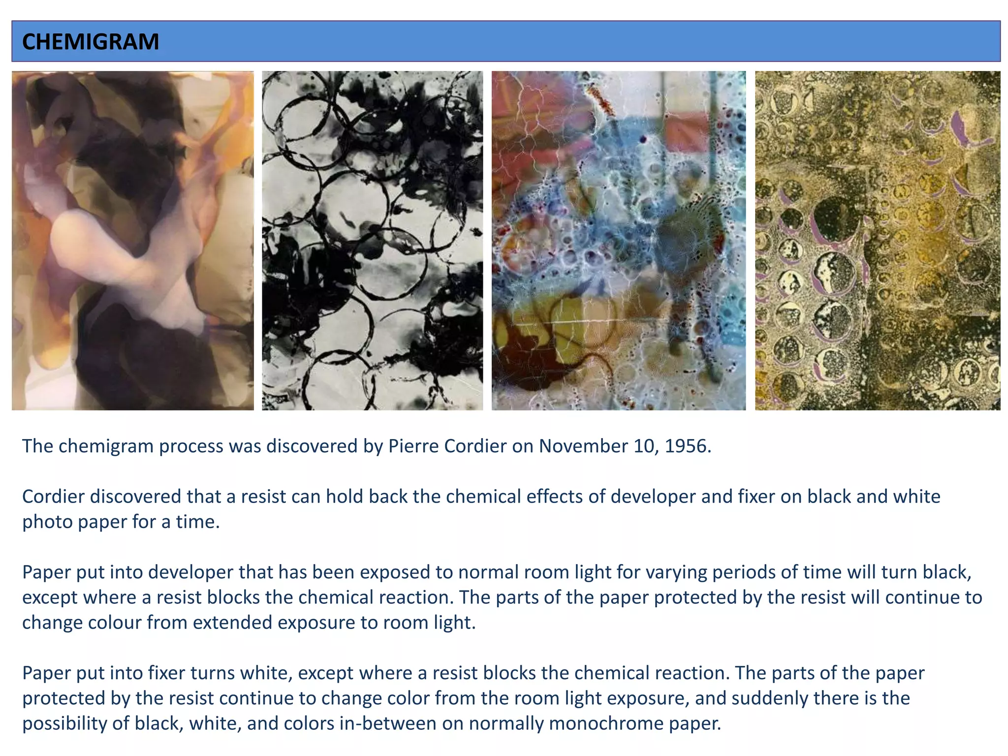 Chemigrams Workshop | PPTX | Photography | Arts and Crafts