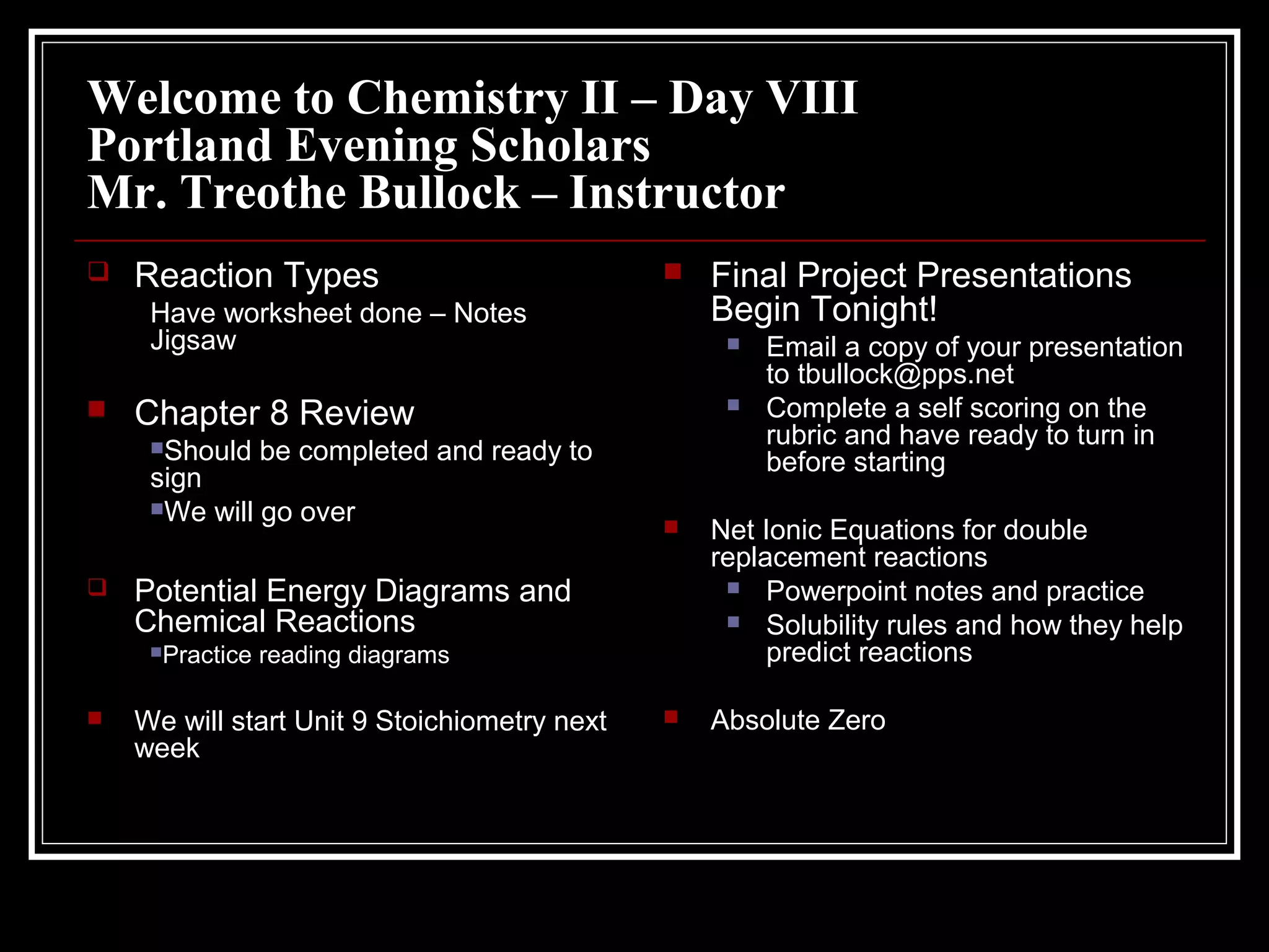 Chem II Day VIII | PPT | Chemistry | Science