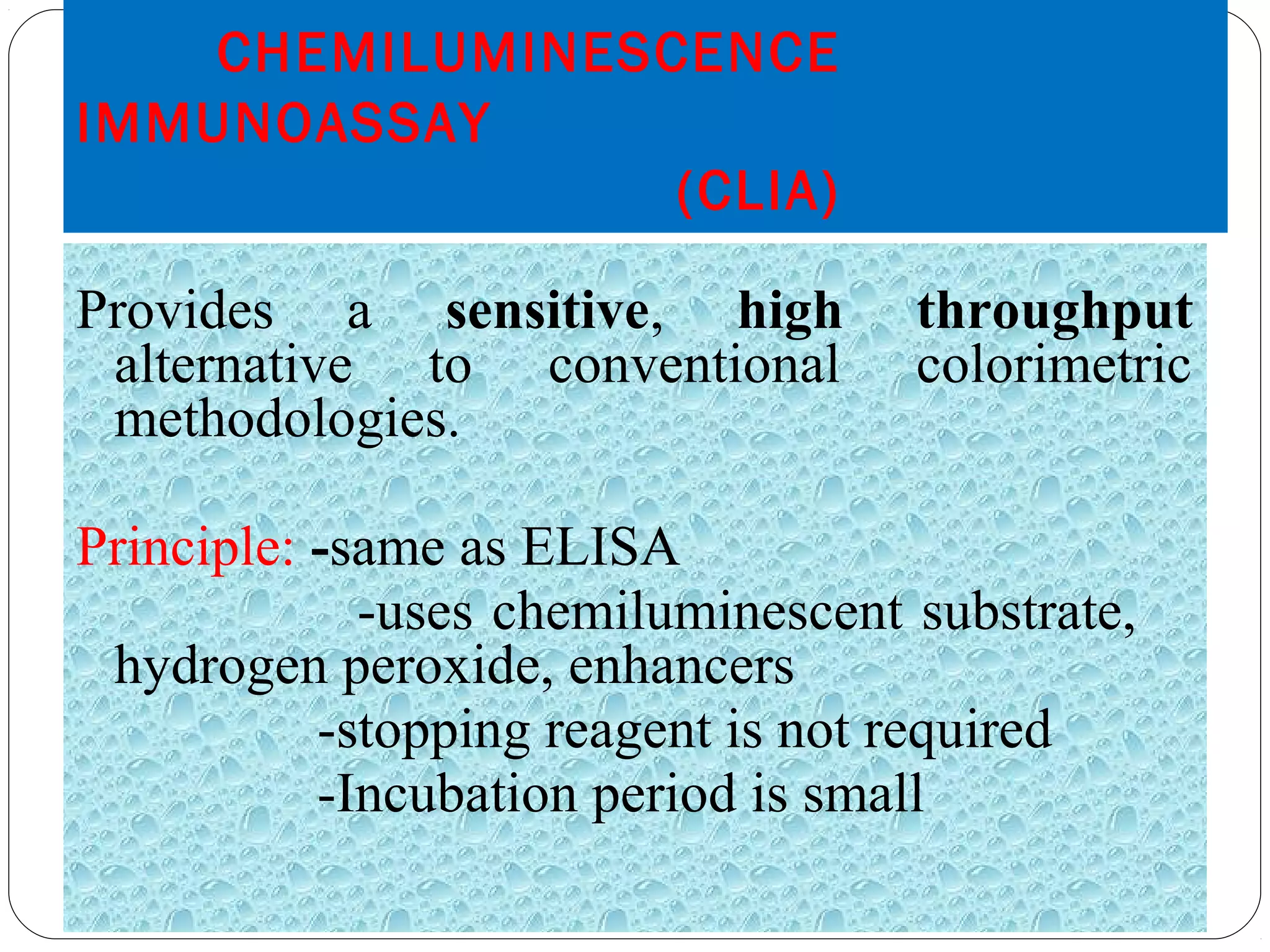 Chemiluminescence Immunoassay (CLIA) Technique | PPT