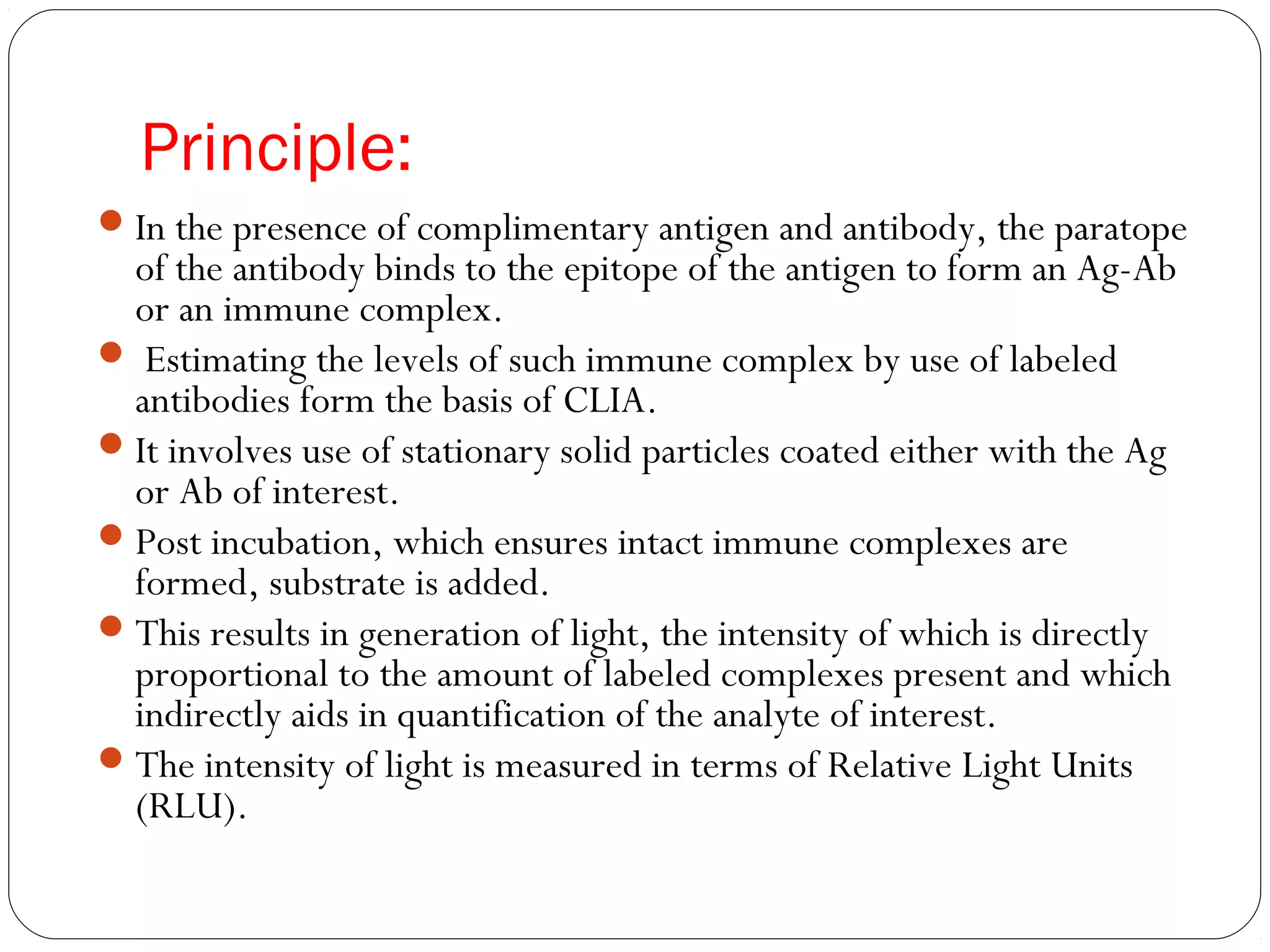 Chemiluminescence Immunoassay (CLIA) Technique | PPT