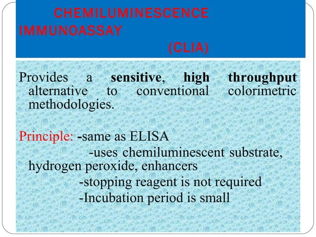 Chemiluminescence Immunoassay (CLIA) Technique | PPT