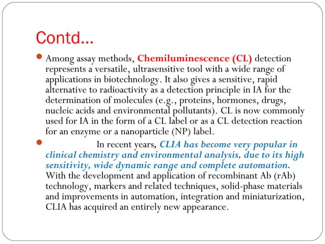 Chemiluminescence Immunoassay (CLIA) Technique | PPT