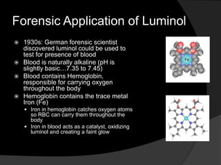 Chemiluminescence in blood stain detection ppt | PPTX