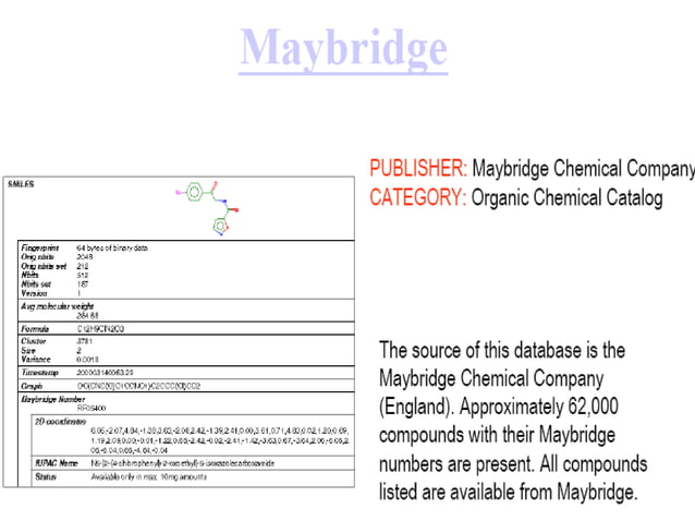 Cheminformatics: An overview | PPT | Databases | Computer Software and Applications