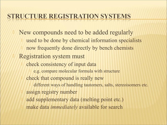 Cheminformatics: An overview | PPT | Databases | Computer Software and Applications