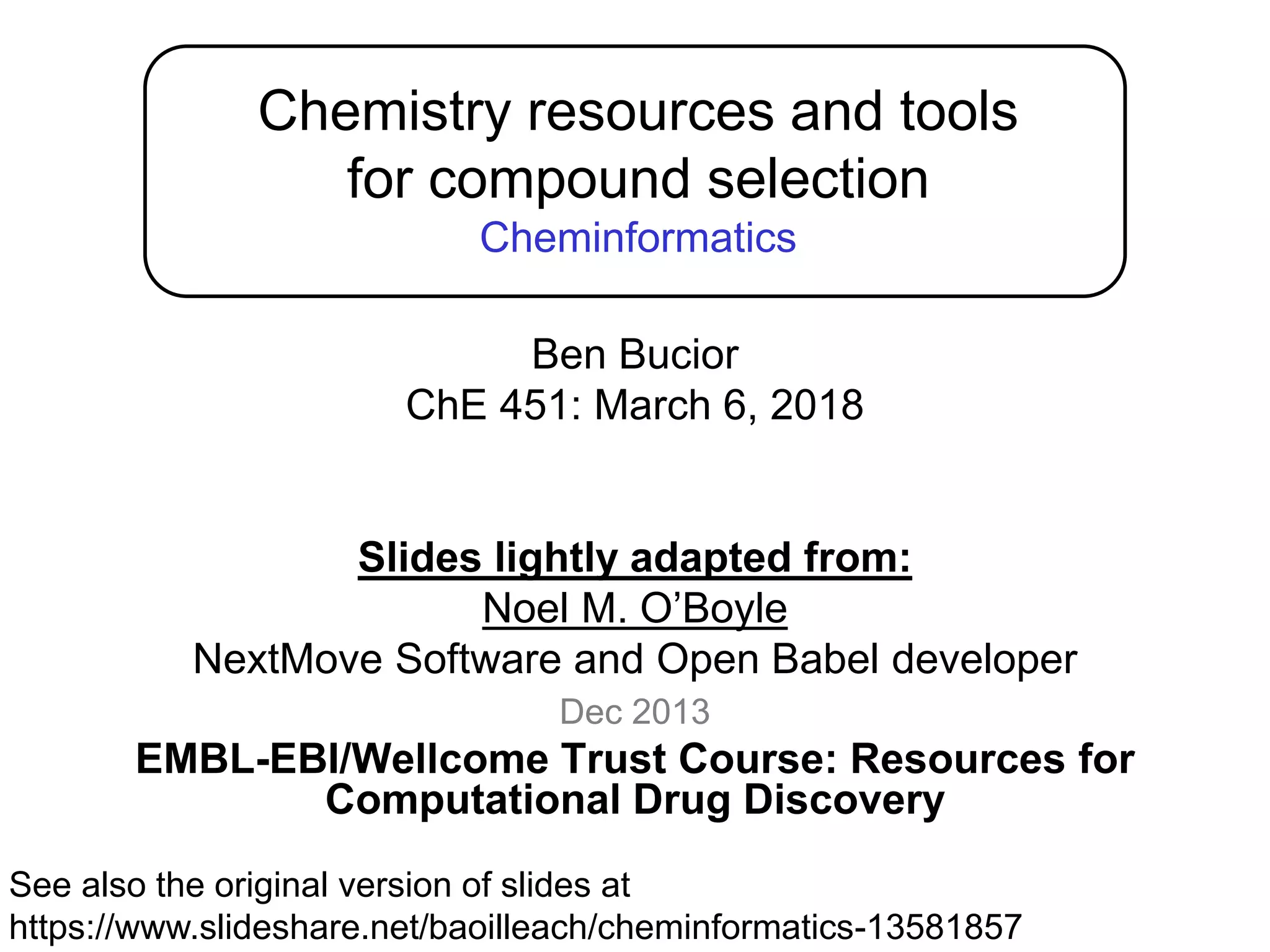 Overview of cheminformatics | PPT