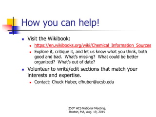 Chemical Information Sources Wikibook | PPTX