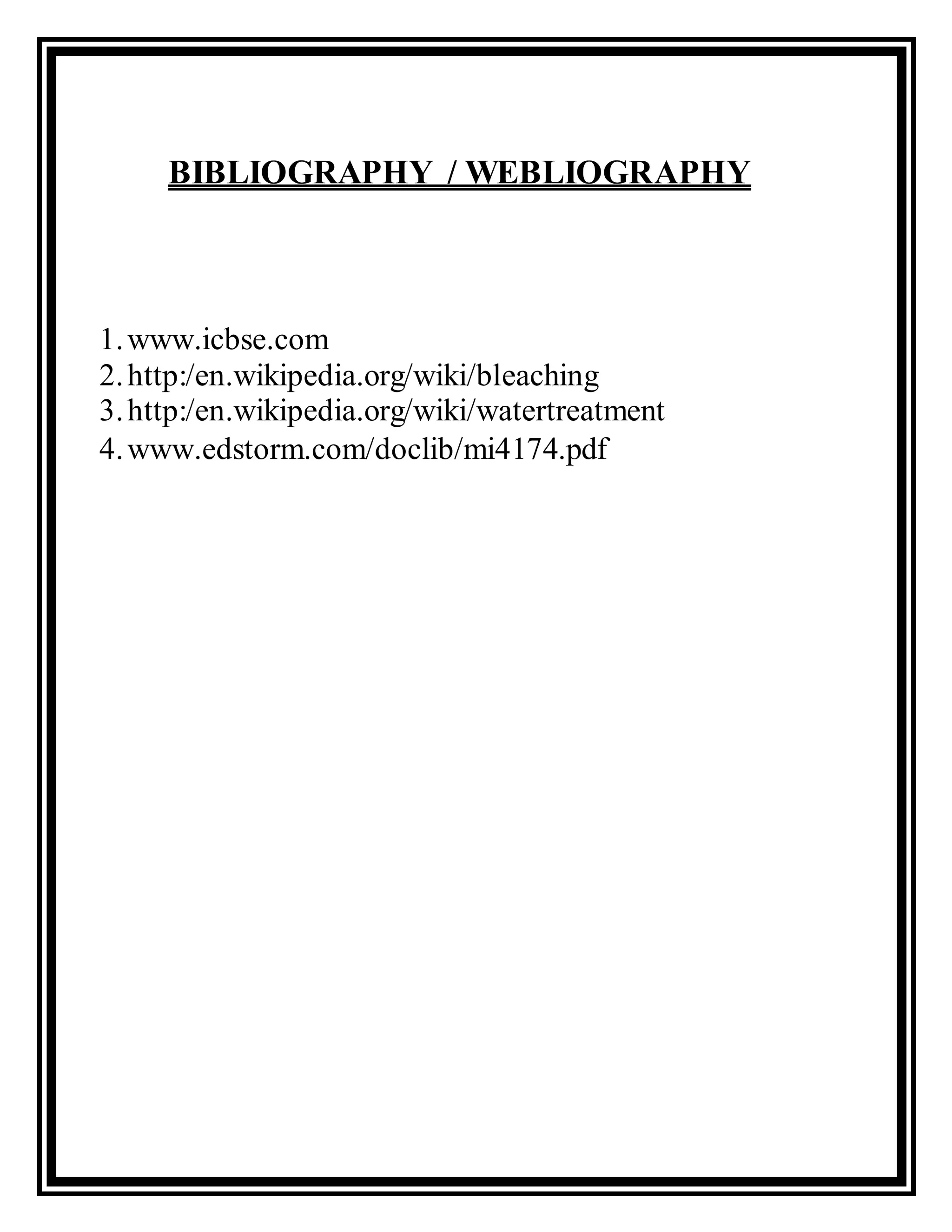 Sterlization of water using bleaching powder | DOCX
