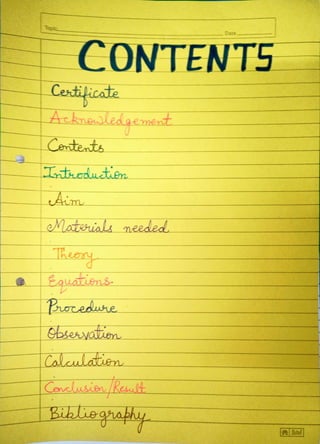 Chemistry Investigatory Project Class 11 | PDF