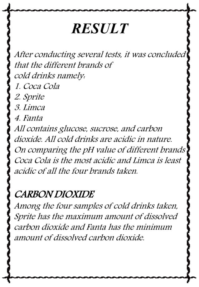 Chemisry project on content of cold drinks | PPTX