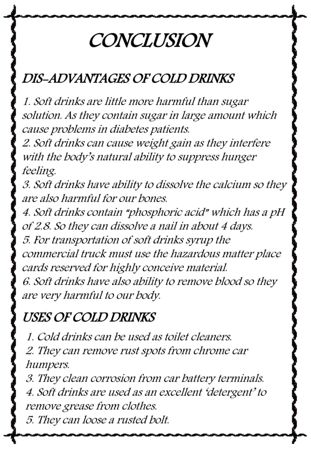 Chemisry project on content of cold drinks | PDF