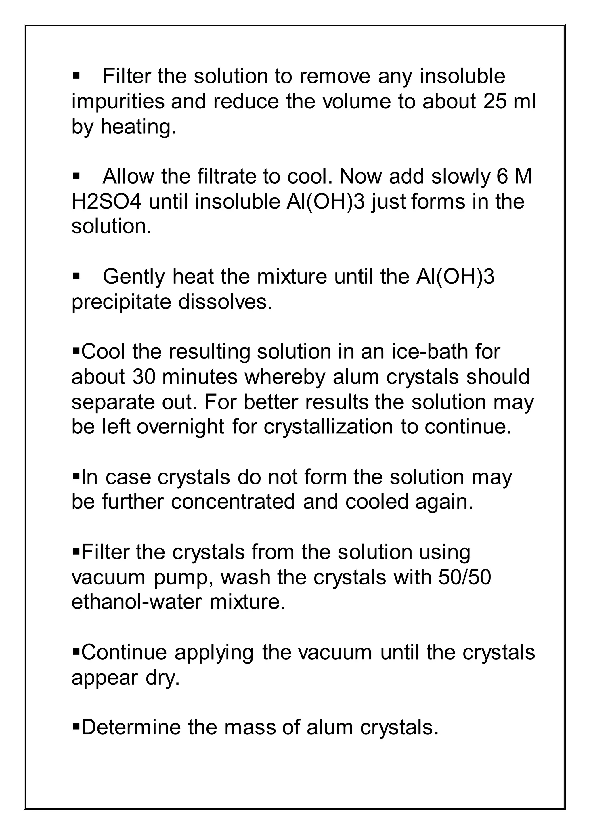 chemistry project on preparation of potash alum | DOCX