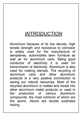 chemistry project on preparation of potash alum | DOCX