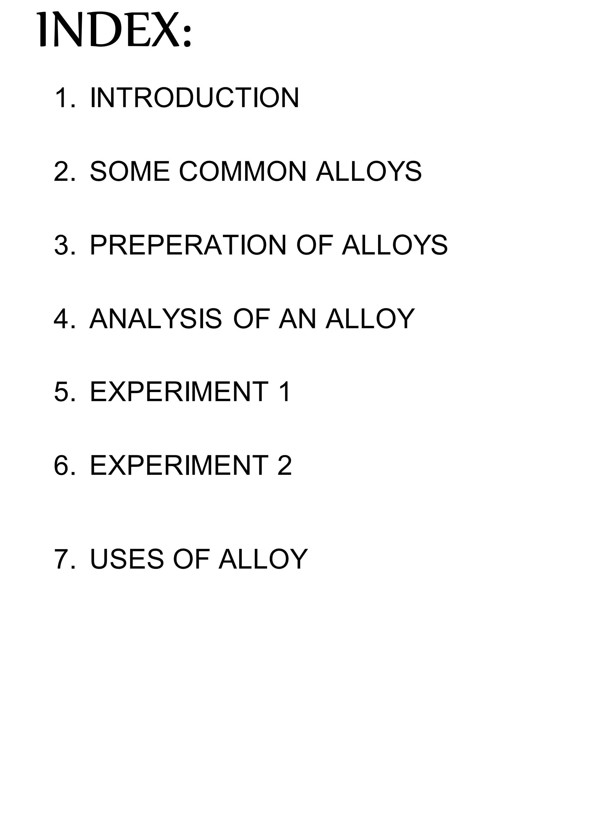Chemistry project on study of constituents of alloys | DOCX