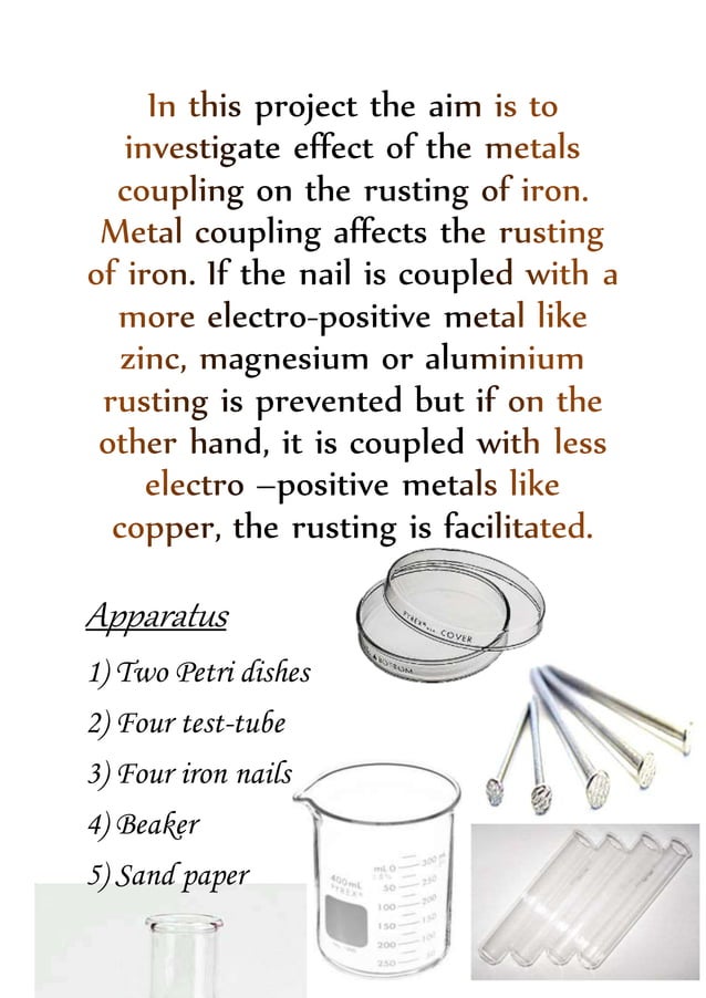 STUDY OF THE EFFECT OF METAL COUPLING ON THE RUSTING OF IRON | DOCX