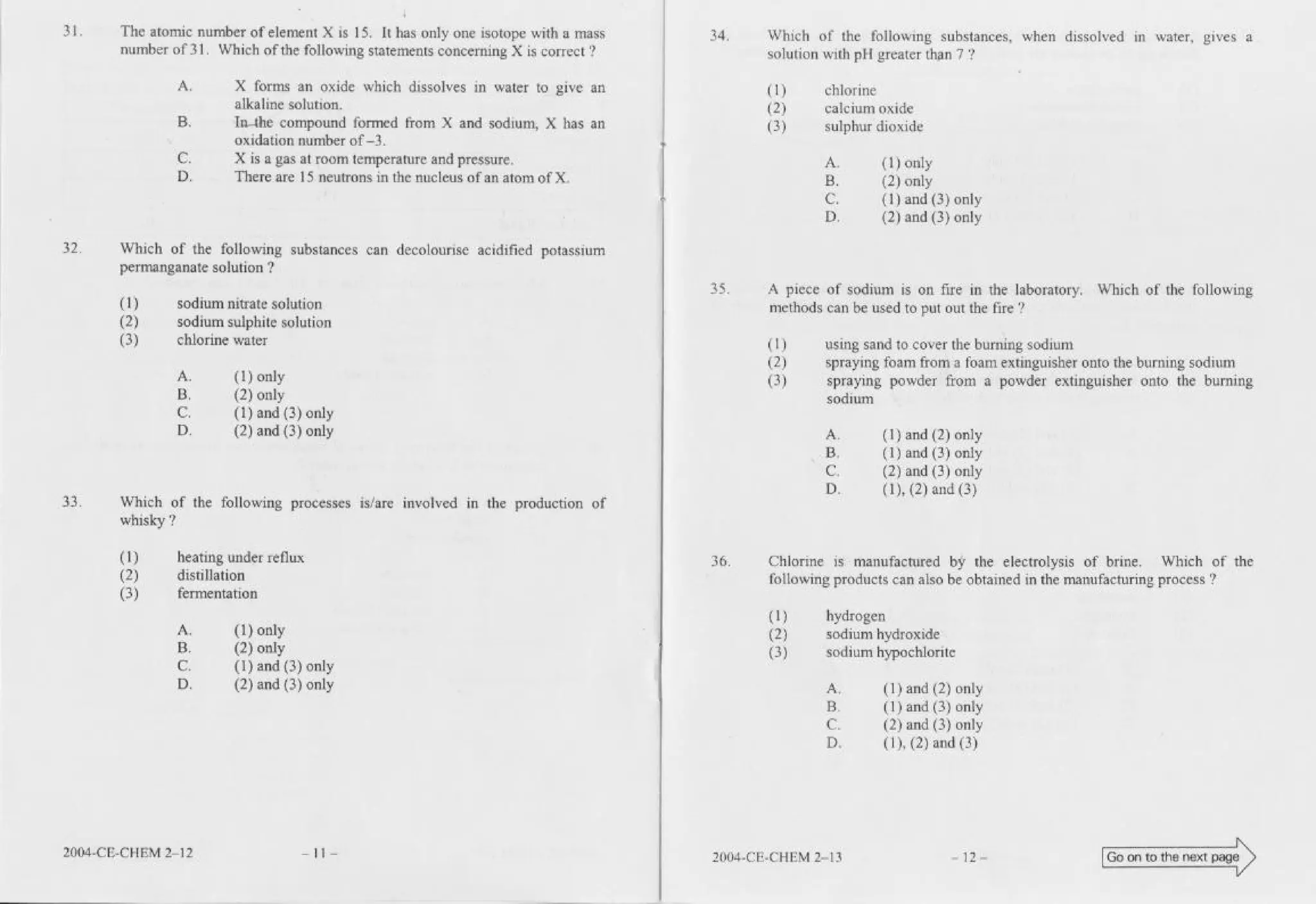 Chemistry 2004 Paper 2 | PDF