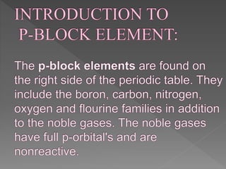 Chemistry p block ,group trend. | PPT