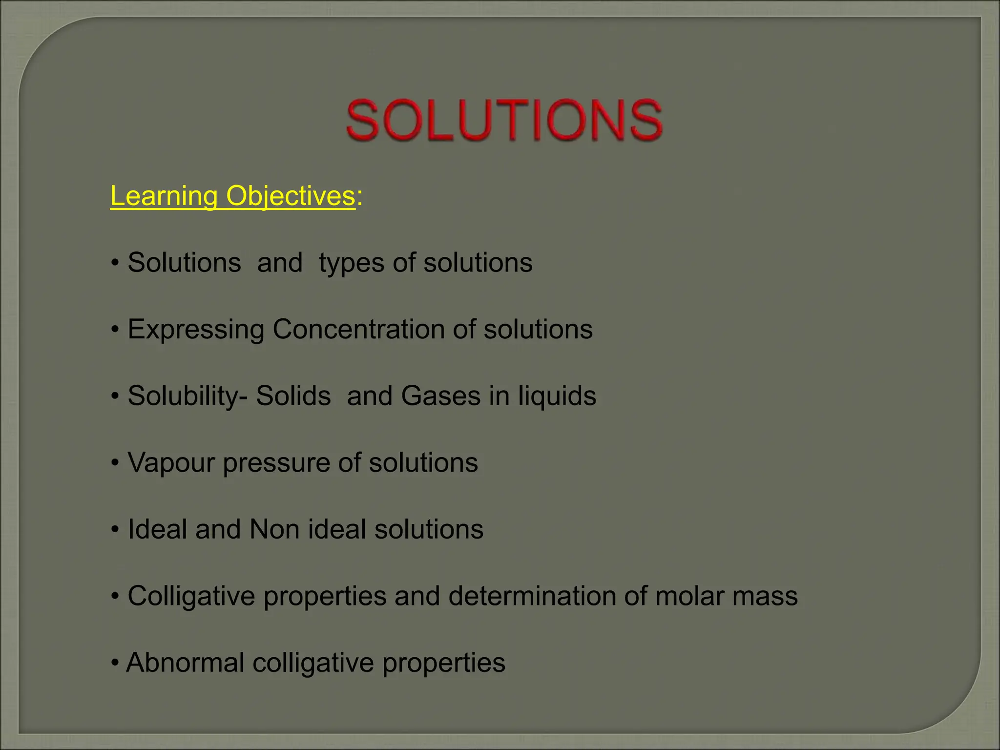 Chemistry chapter 1 solutions detailed explanation | PPT