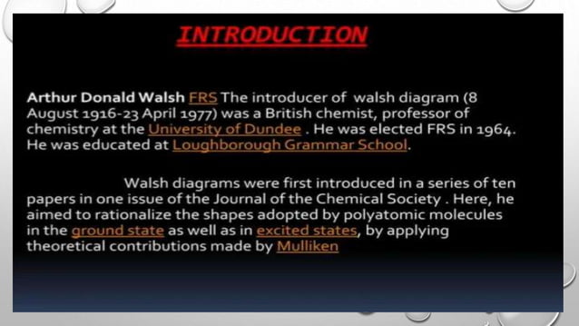 Walsh diagram for the chemistry education | PPTX