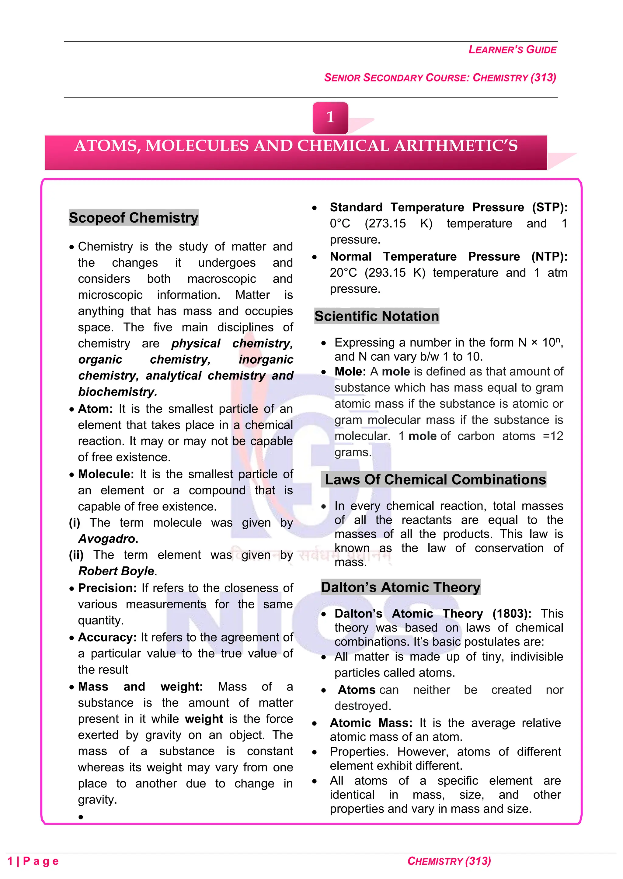 NIOS Class 12th Chemistry Notes || Class 12th || NIOS | PDF | Chemistry ...