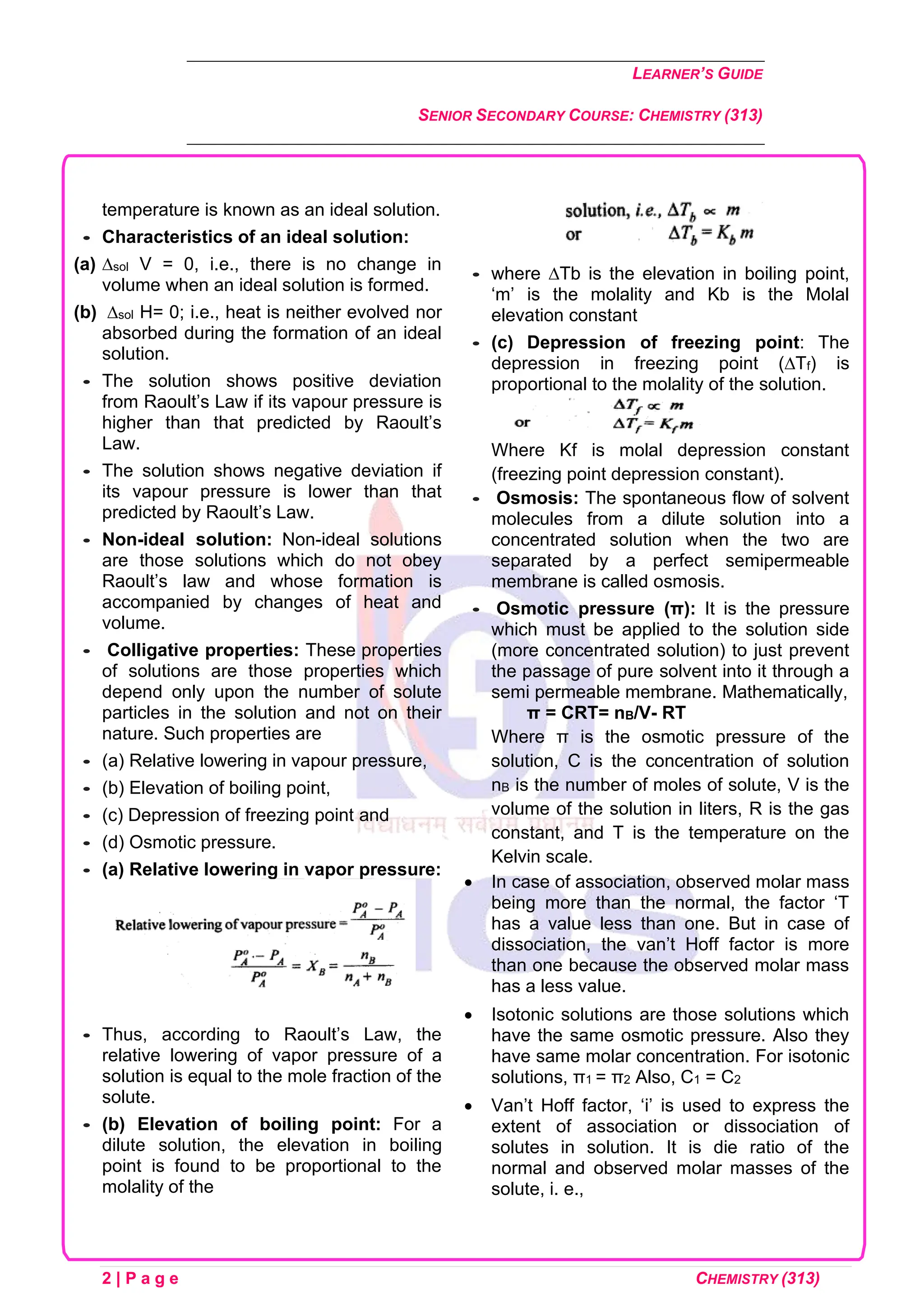 NIOS Class 12th Chemistry Notes || Class 12th || NIOS | PDF | Chemistry ...