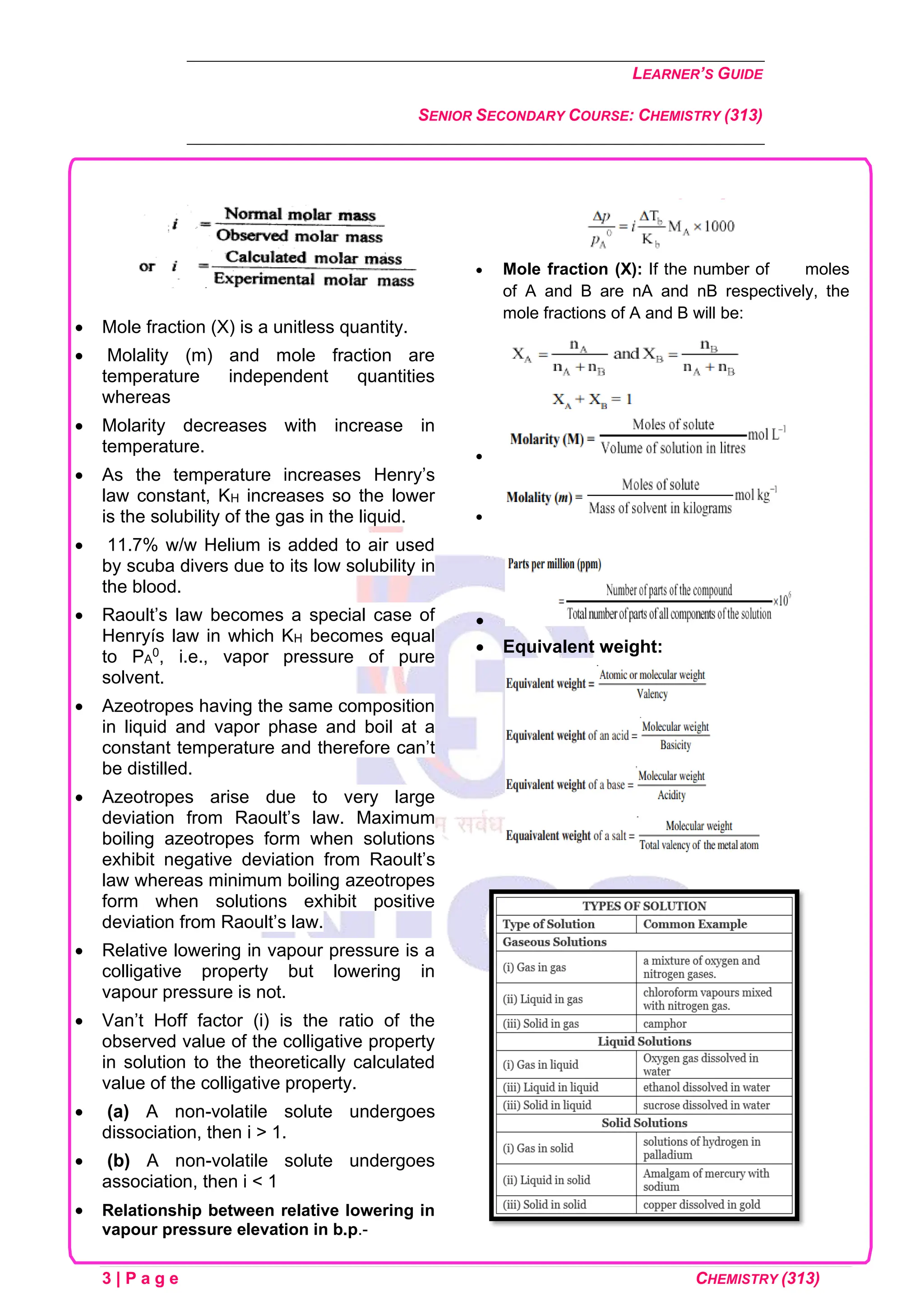 NIOS Class 12th Chemistry Notes || Class 12th || NIOS | PDF | Chemistry ...