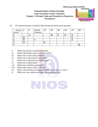 NIOS Class 12th Chemistry Notes || Class 12th || NIOS | PDF | Chemistry ...