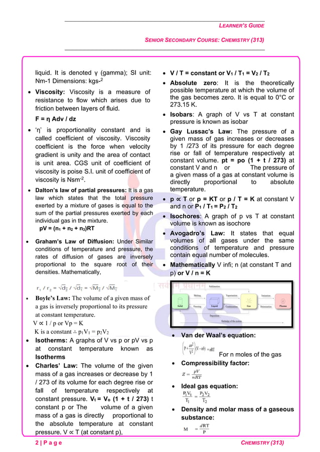 NIOS Class 12th Chemistry Notes || Class 12th || NIOS | PDF | Chemistry ...