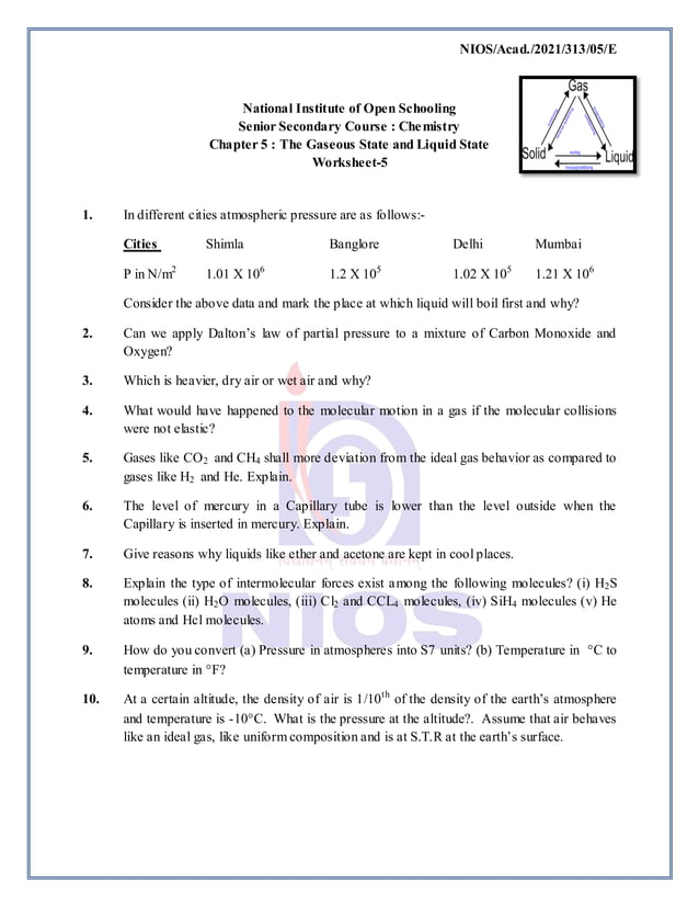 NIOS Class 12th Chemistry Notes || Class 12th || NIOS | PDF | Chemistry ...