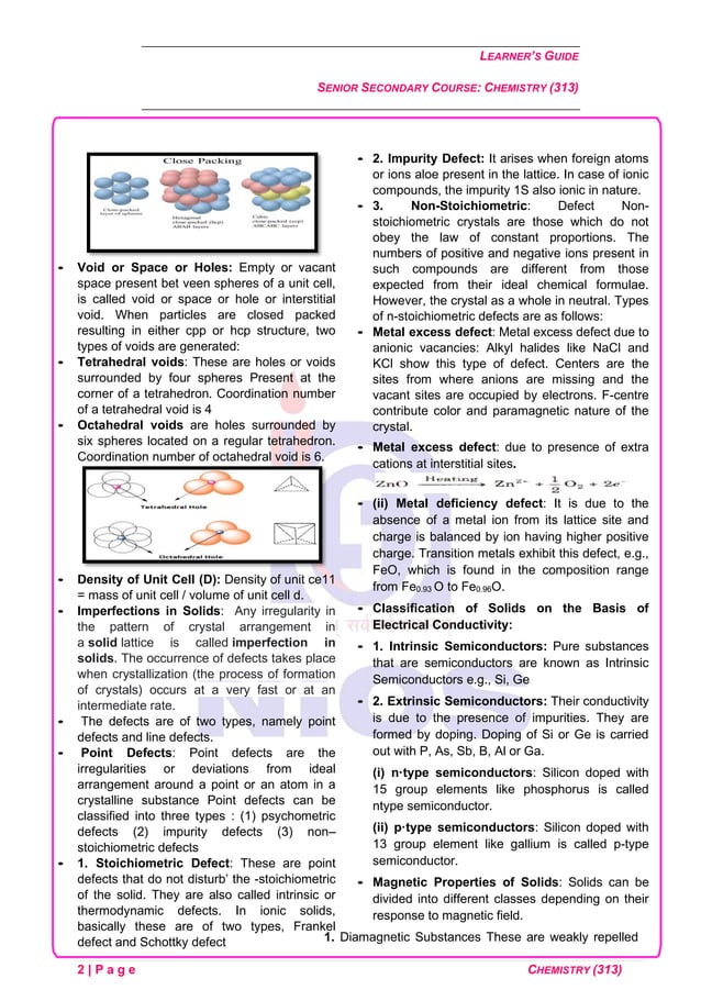 NIOS Class 12th Chemistry Notes || Class 12th || NIOS | PDF | Chemistry ...