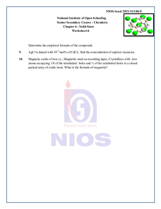 NIOS Class 12th Chemistry Notes || Class 12th || NIOS | PDF | Chemistry ...