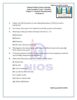 NIOS Class 12th Chemistry Notes || Class 12th || NIOS | PDF | Chemistry ...