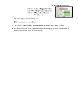 NIOS Class 12th Chemistry Notes || Class 12th || NIOS | PDF | Chemistry ...