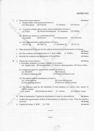 1st semester chemistry stream (2013-June) Question Papers | PDF