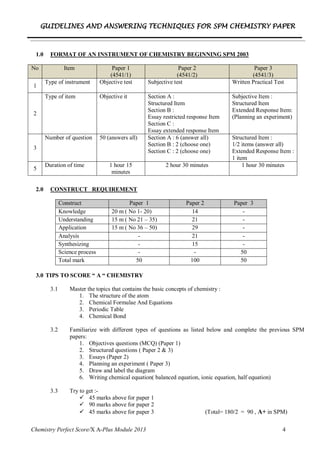 Perfect Score Chemistry SPM 2013 | PDF
