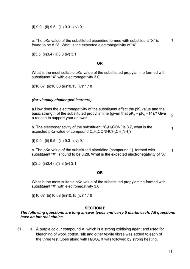 Chemistry-Sample Question Paper 2024-25.pdf | Chemistry | Science