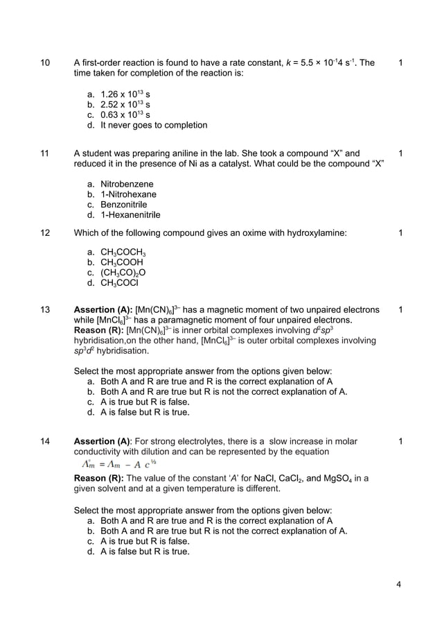 Chemistry-Sample Question Paper 2024-25.pdf | Chemistry | Science