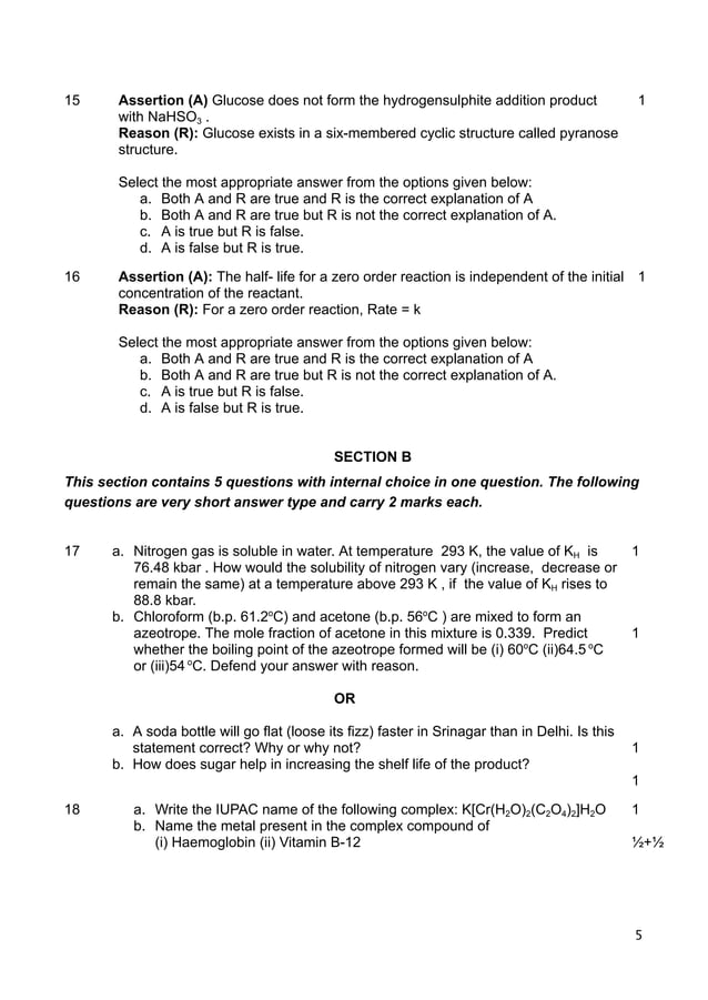 Chemistry-Sample Question Paper 2024-25.pdf | Chemistry | Science