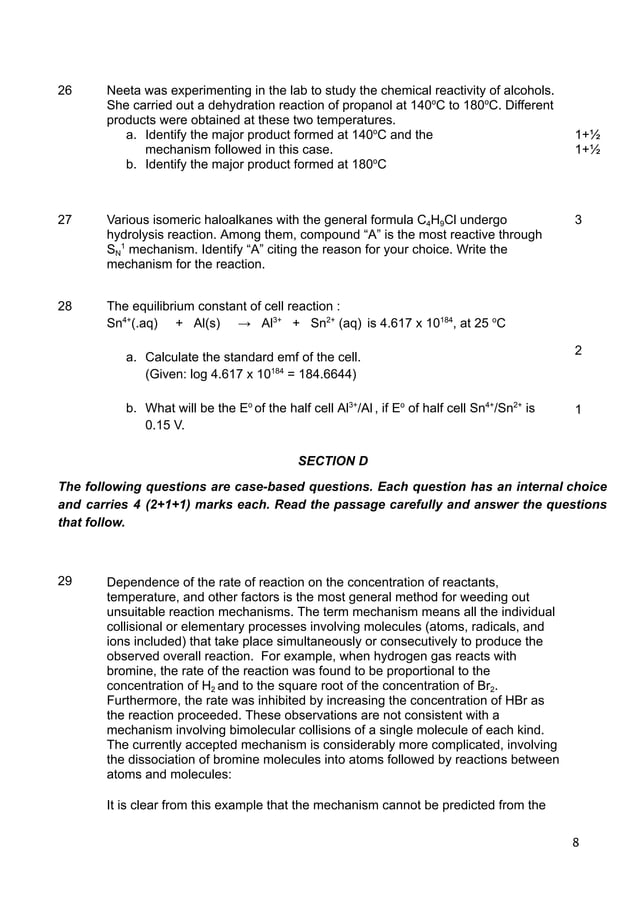 Chemistry-Sample Question Paper 2024-25.pdf | Chemistry | Science