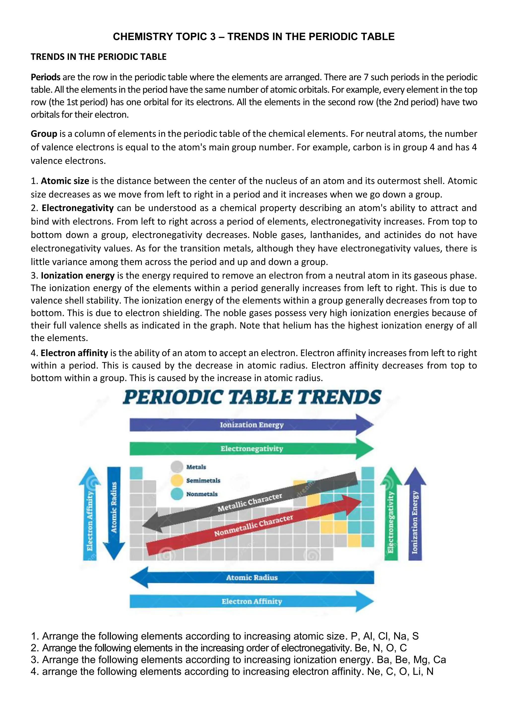 CHEMISTRY-TOPIC-3-Trends.docx trends in the periodic table | PDF