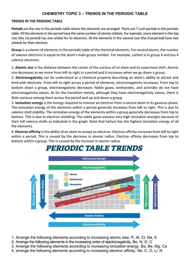 CHEMISTRY-TOPIC-3-Trends.docx trends in the periodic table | PDF