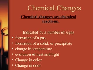 Chemistry Unit 2 Part 2 - Changes in Matter | PPT