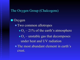 Chemistry Unit 2 Part 5 - The Representative Elements | PPT