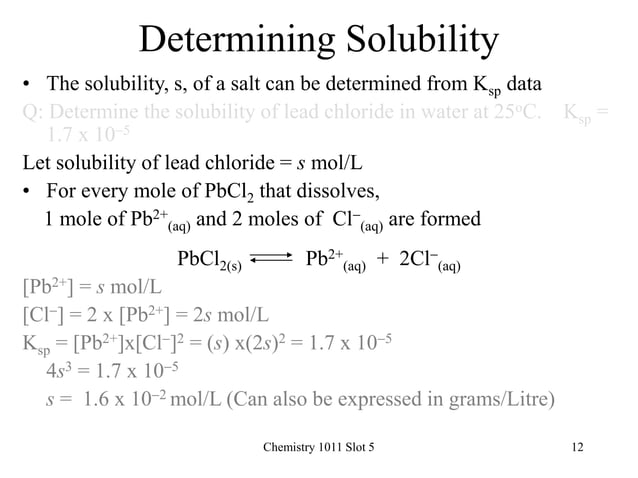 Solubility and solubility product, examples .ppt