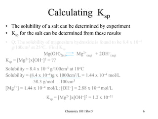 Solubility and solubility product, examples .ppt